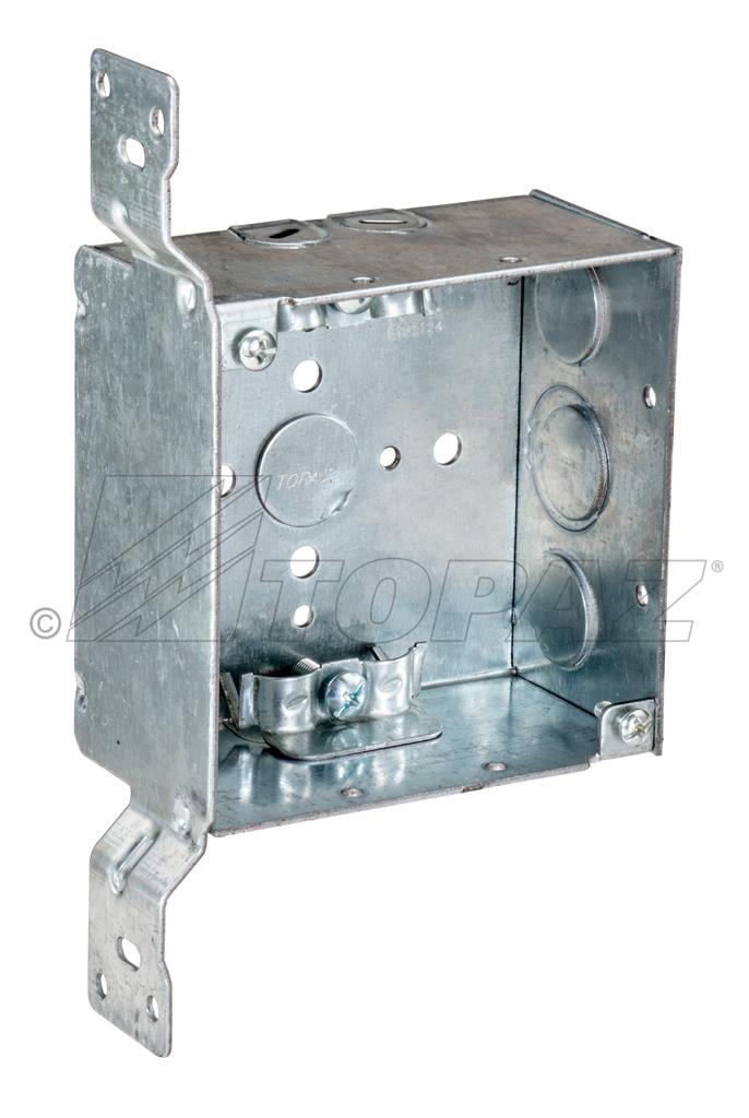 Topaz D6543 - 4" Square Welded Deep Box with MC Clamp & Bracket, 1/2 ...